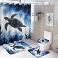 Chilfamy 4PCS Sea Turtle Silhouette Blue Ocean Waterproof Shower ...