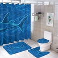 Chilfamy 4PCS Shark Fins Ocean Blue Waterproof Shower Curtain Sets with ...