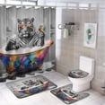 Chilfamy 4PCS Tiger Bathing in Painted Copper Tub Waterproof Shower ...