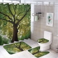 Chilfamy 4PCS Tree Canopy Green Leaves Waterproof Shower Curtain Sets ...