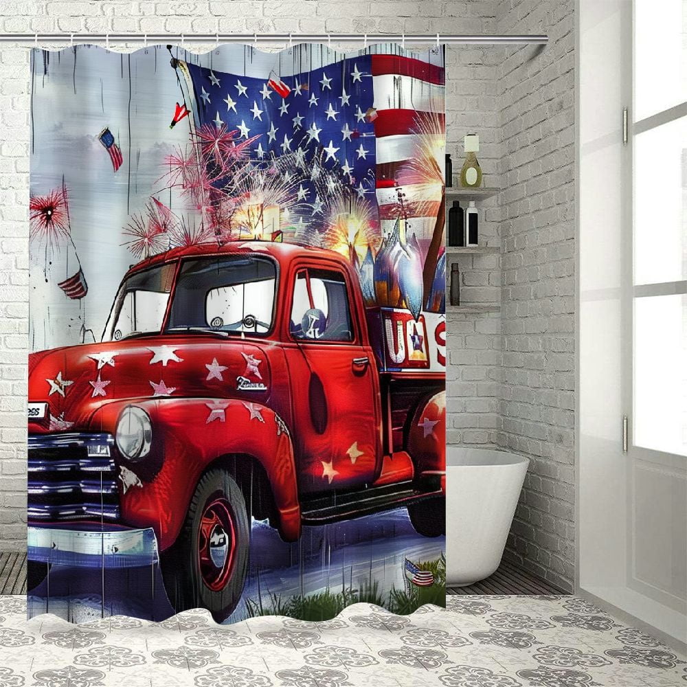Chilfamy 4th of July Gnome Shower Curtain God Bless The USA Patriotic ...
