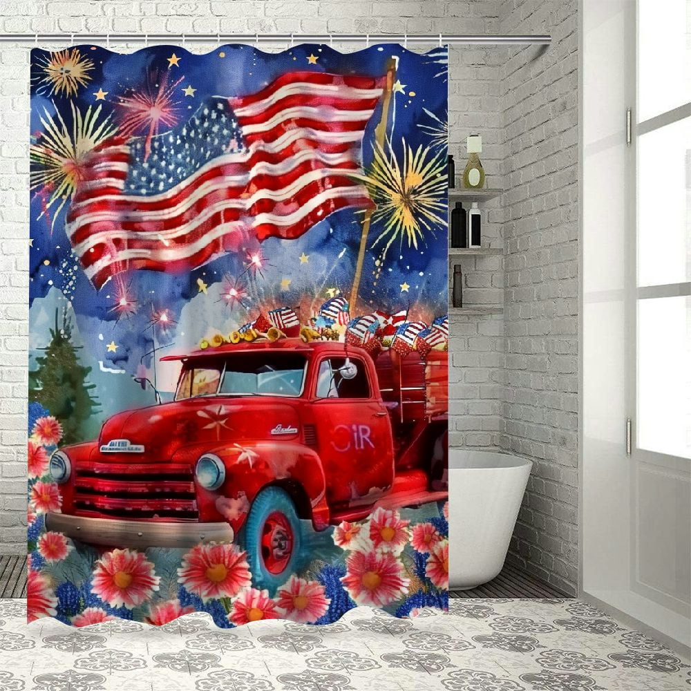 Chilfamy 4th of July Shower Curtain for Bathroom Happy Independence Day ...