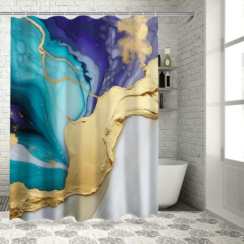 Chilfamy Abstract Expressionism Pretty Shower Curtain Set with Hooks ...
