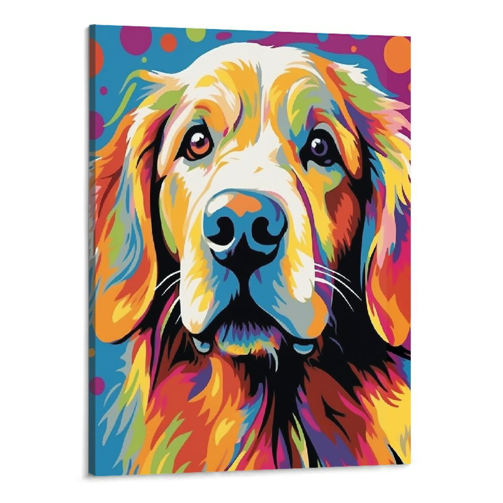 Chilfamy Abstract Labrador Golden Retriever Poster Painting Canvas Wall ...