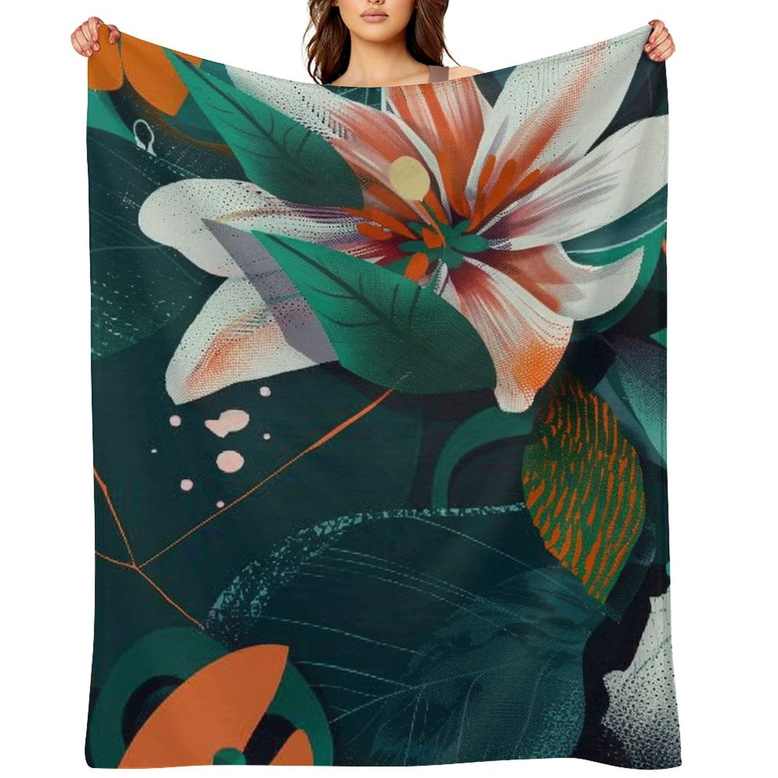 Chilfamy Abstract Lily Modern Geometric Soft Flannel Throw Blanket ...