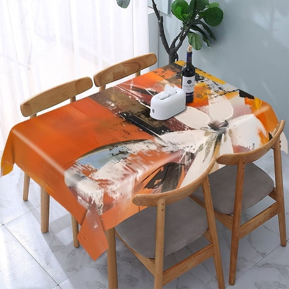Chilfamy Abstract Orange Collage Art Rectangle Dining Tablecloth ...