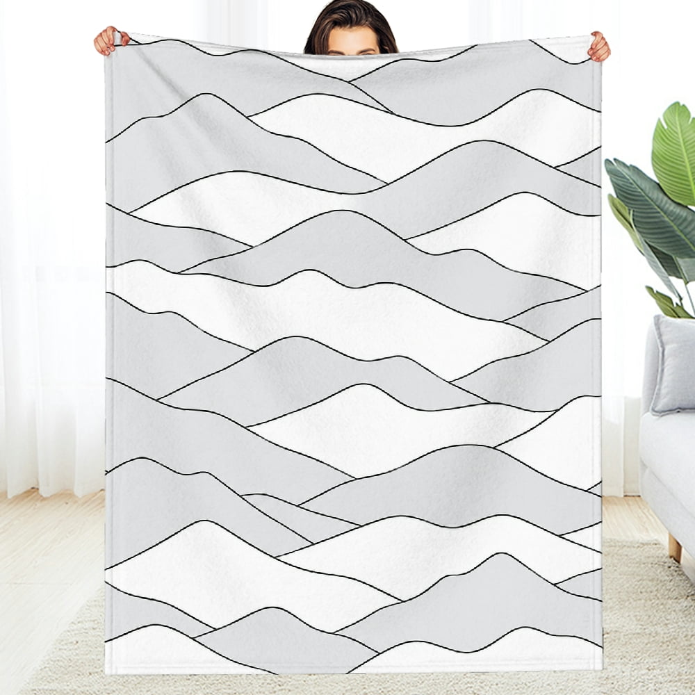 Chilfamy All-Season Blanket , Abstract Wavy Line Pattern Warm and Cozy ...