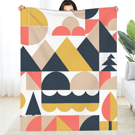 Chilfamy All-Season Blanket , Geometric Mountain Landscape Pattern ...