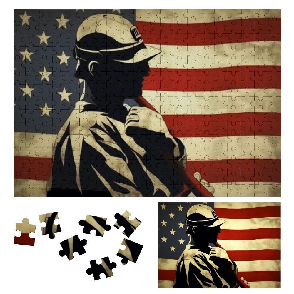 Chilfamy American Flag Wooden Unique Shapes Jigsaw Puzzle Challenging ...