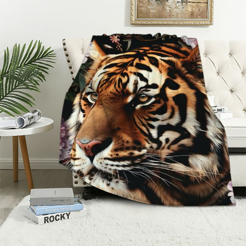 Chilfamy Animal Tiger Leopard Print Rose Flower Multi-Size Flannel ...