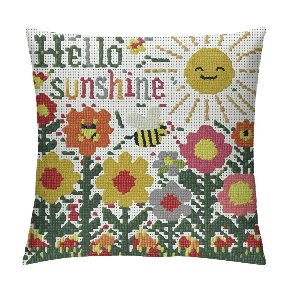 Chilfamy AnyDesign Daisy Flower Throw Pillow Covers Blue White Pillow ...