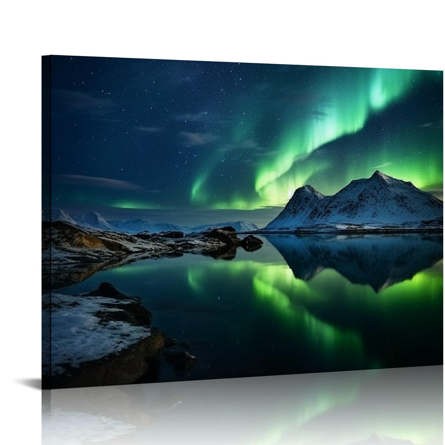 Chilfamy Aurora Borealis Mountains Night Sky Canvas Wall Art 20x16in ...
