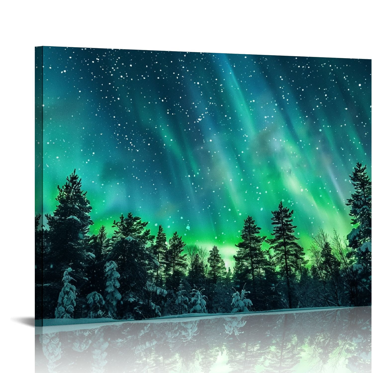 Chilfamy Aurora Borealis Trees Snow Canvas Print Art Modern Home Decor ...