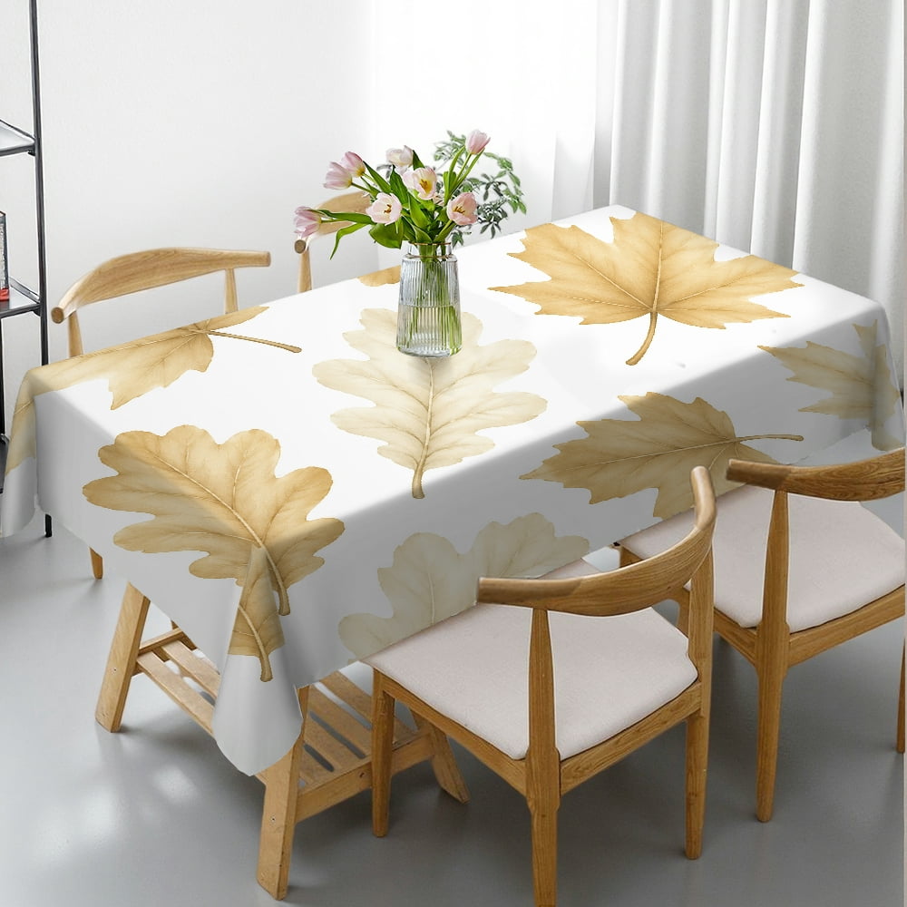 Chilfamy Autumn Leaves Watercolor Beige Collection Rectangle Dining ...