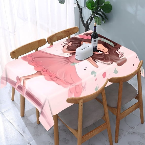 Chilfamy Ballet Girl Pink Rectangle Dining Tablecloth, Washable ...