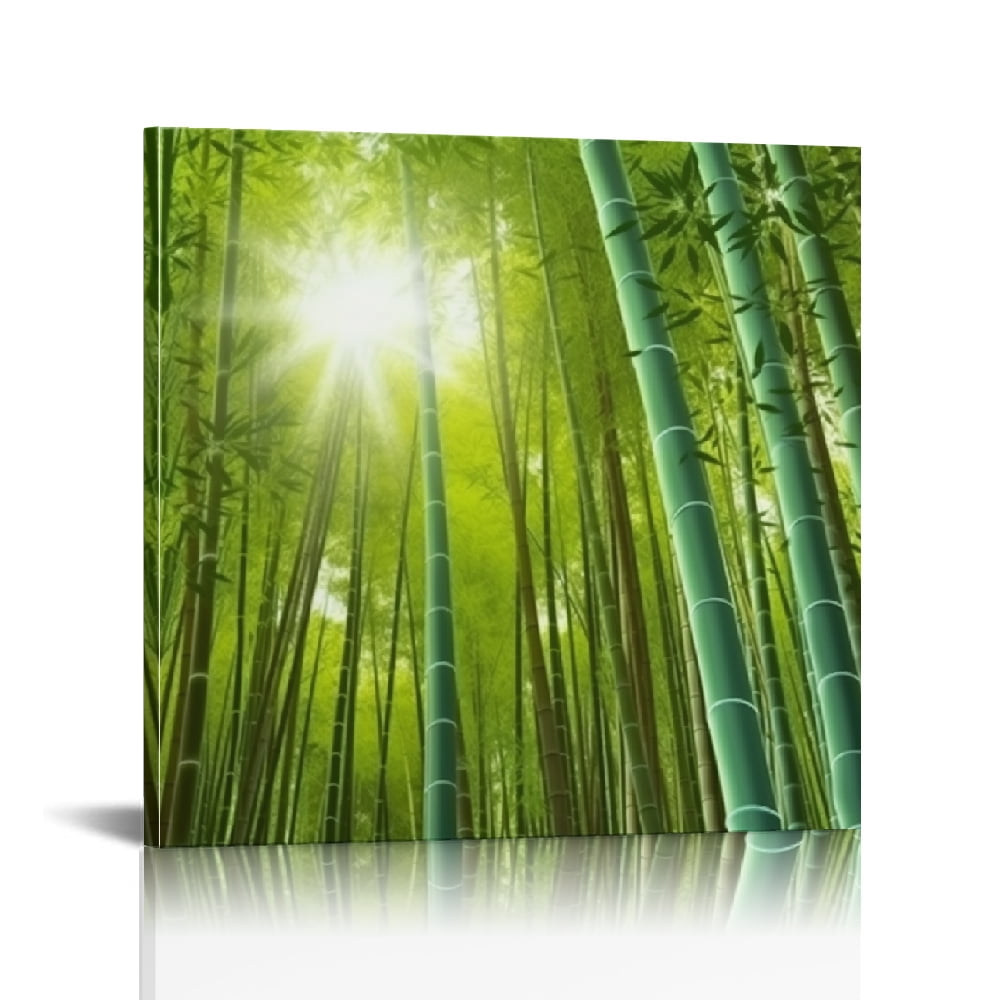 Chilfamy Bamboo Sun Green Leaves Ready to Hang Wall Decor Art for ...