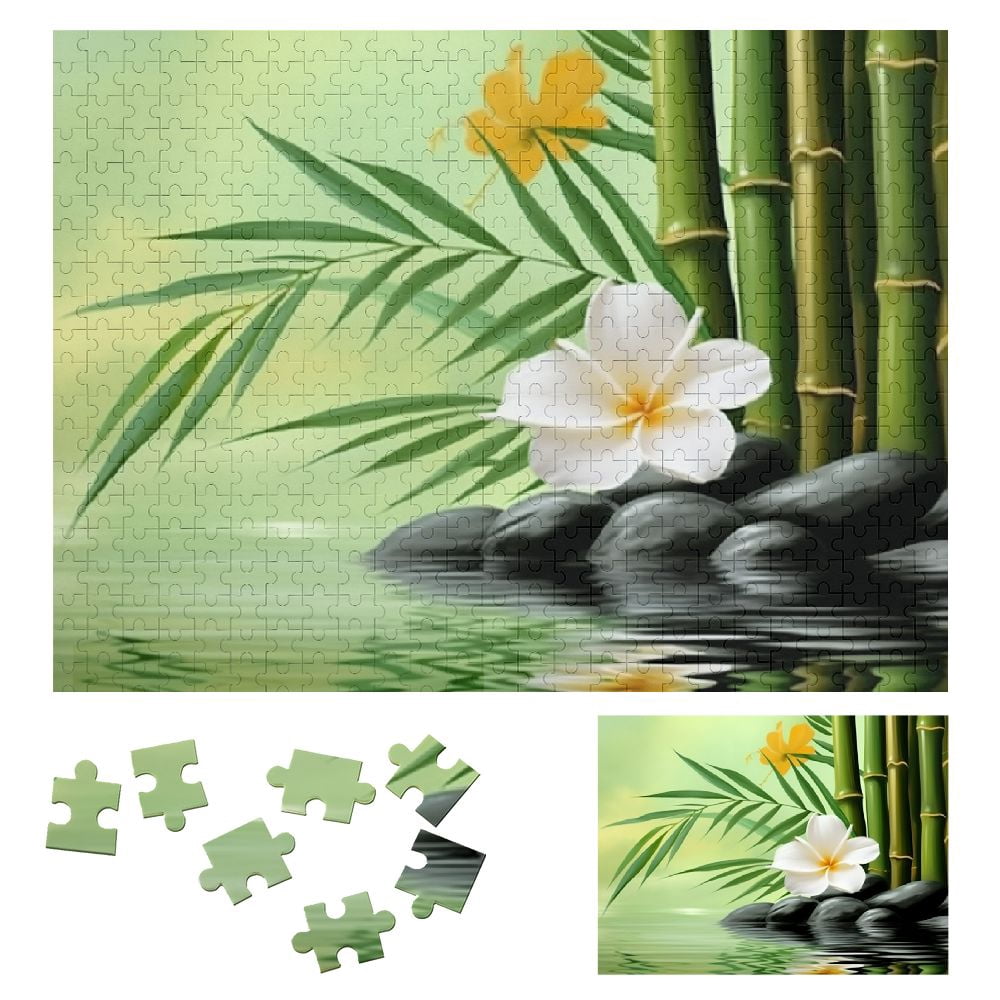 Chilfamy Bamboo Tree Flower Wooden Jigsaw Puzzle Unique Shapes Gift for ...