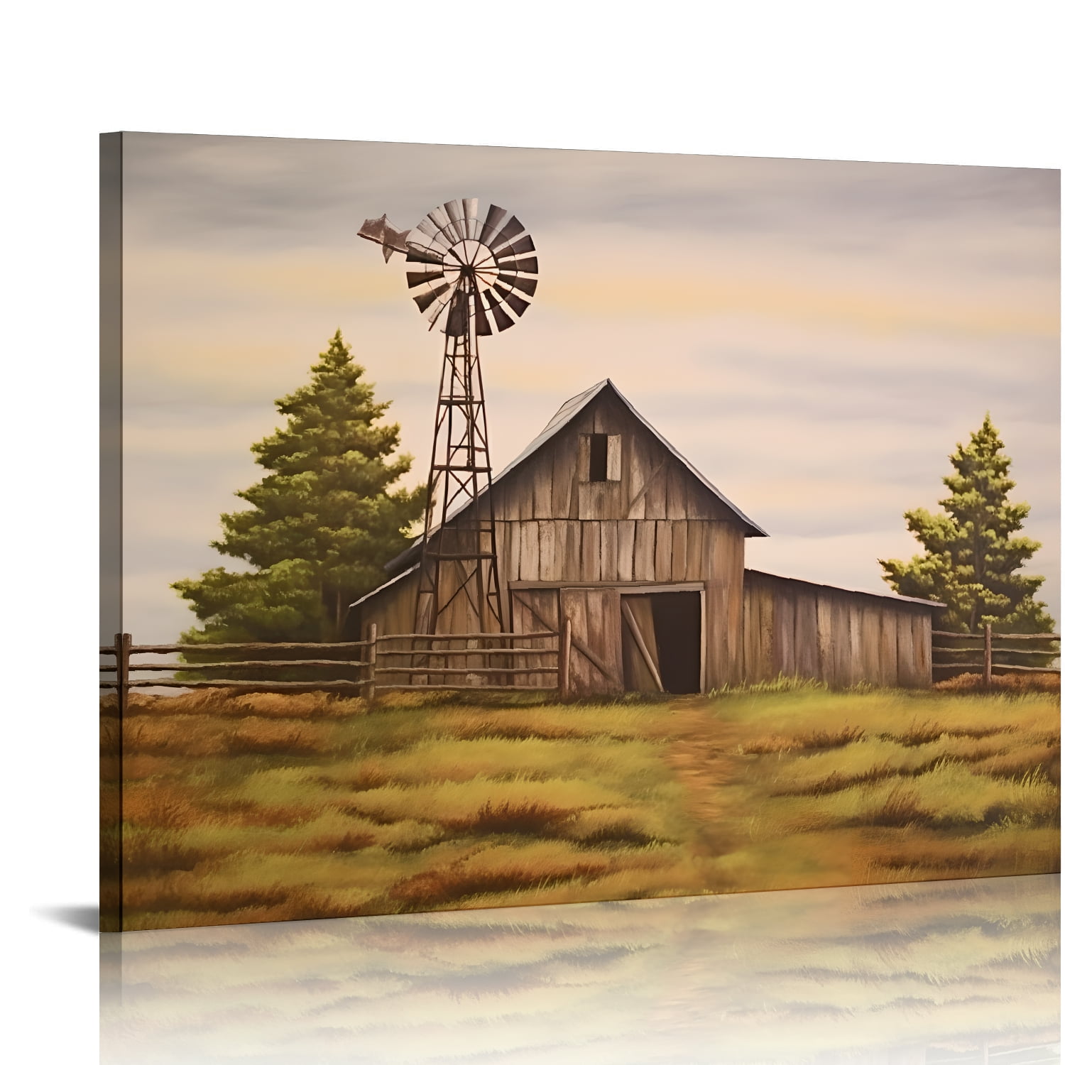 Chilfamy Barn Windmill Landscape Canvas Prints Wall Art Decor 20x16in ...