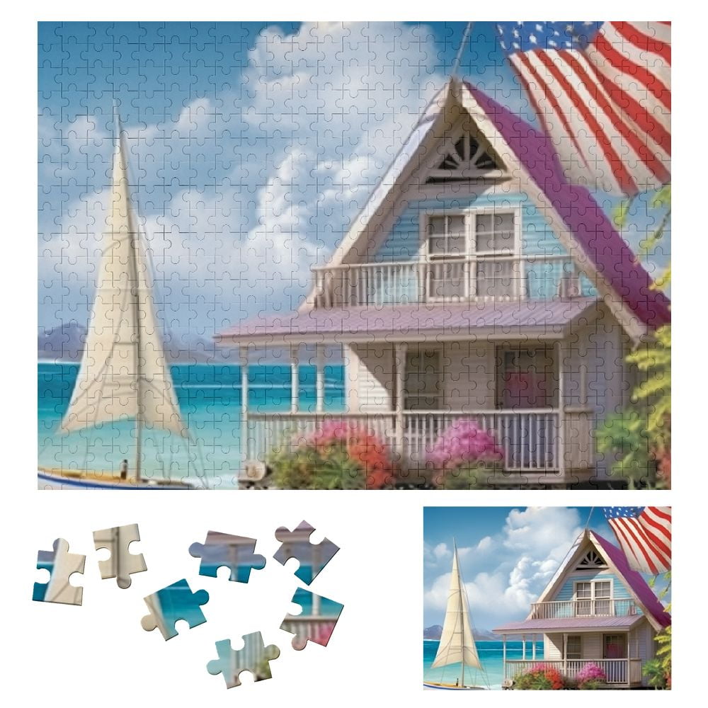 Chilfamy Beach House Puzzles Summer Puzzle for Adults, Seaside Jigsaw ...