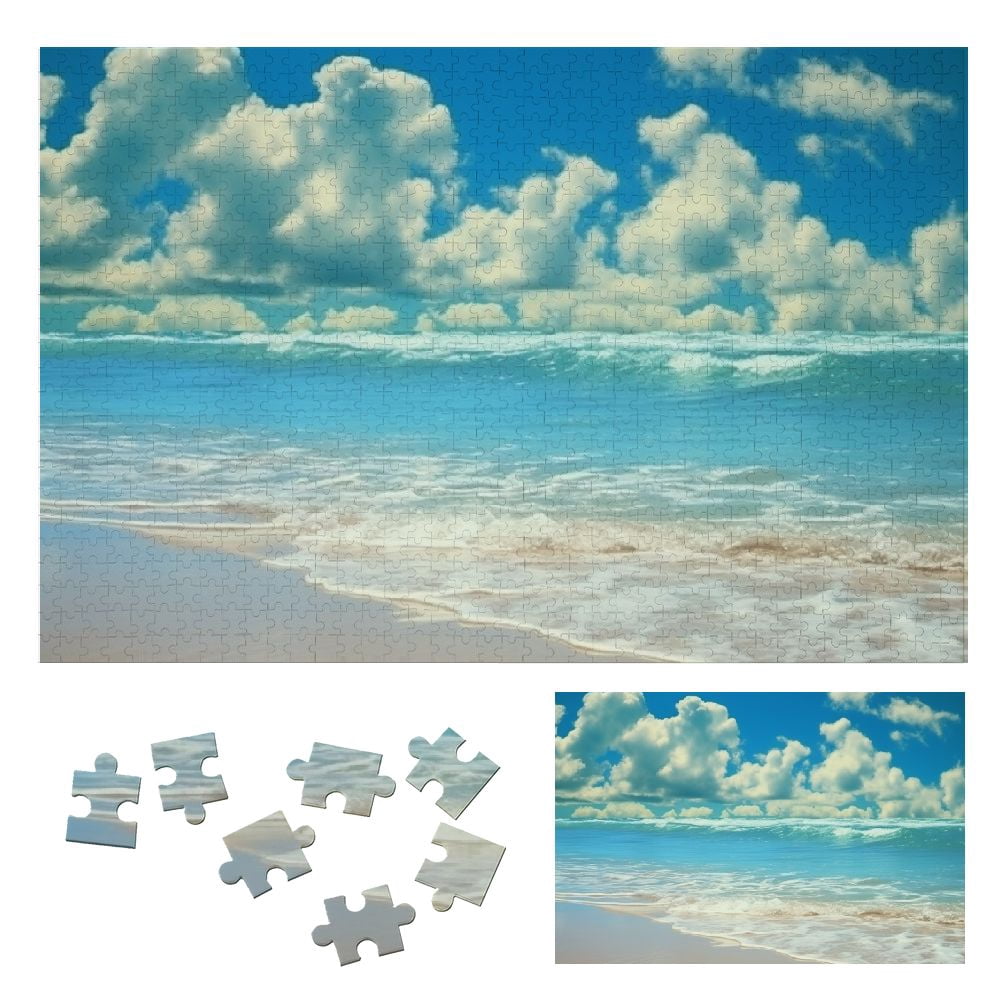 Chilfamy Beach Ocean Sky Wooden Jigsaw Puzzle for Adults and Kids ...