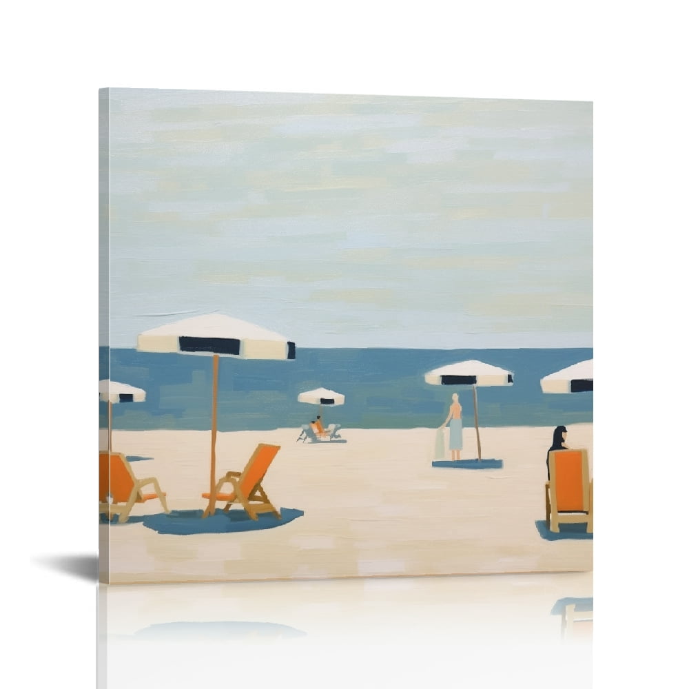 Chilfamy Beach Scene Canvas Wall Art Modern Prints Ready To Hang ...