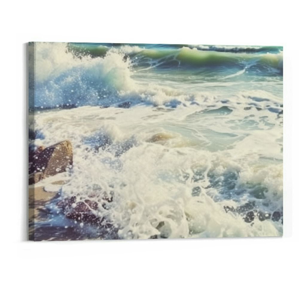 Chilfamy Beach Scene Canvas Wall Art: Shoreline Artwork Painting Print ...