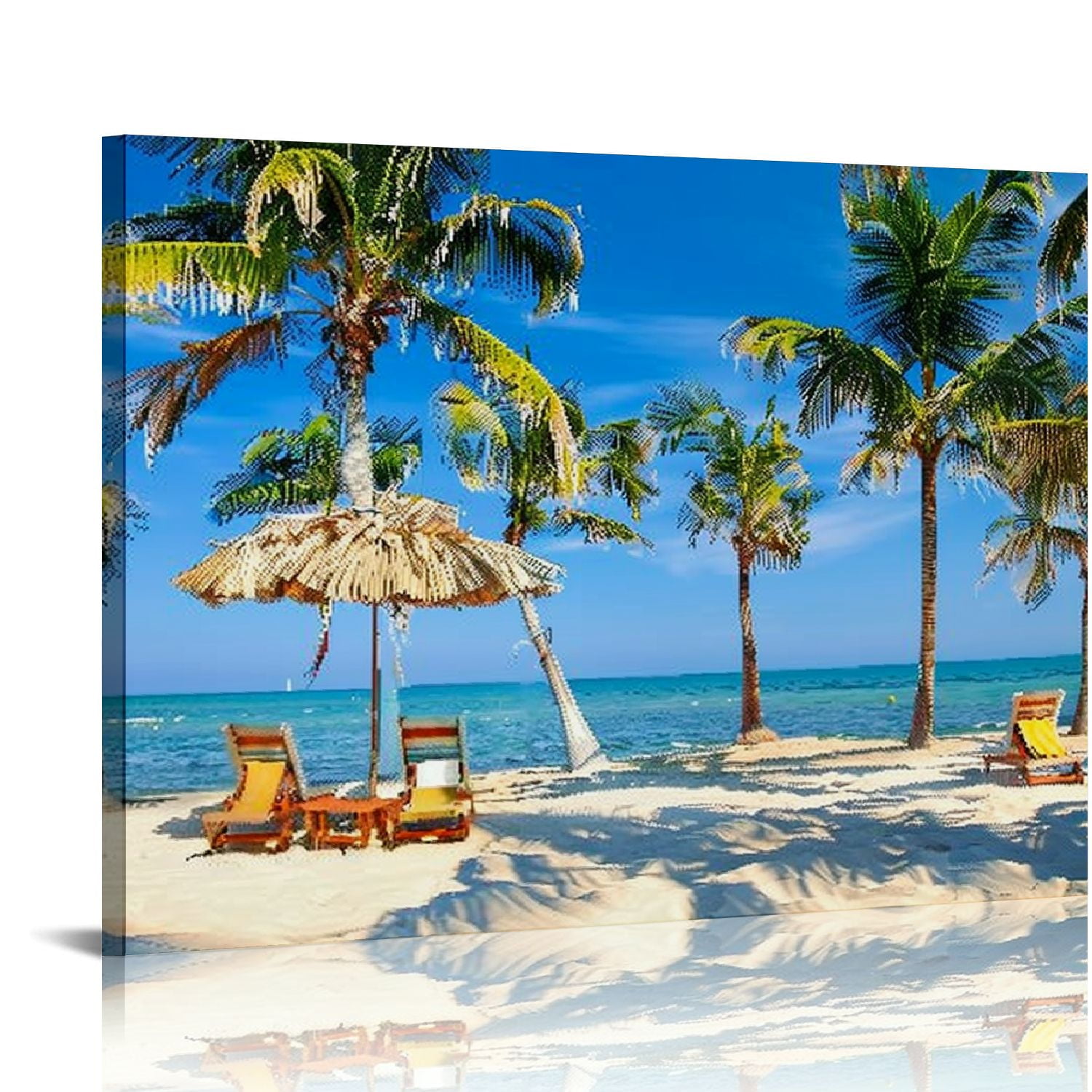 Chilfamy Beach Seaside Canvas Painting Ocean Wall Art Blue Seascape ...