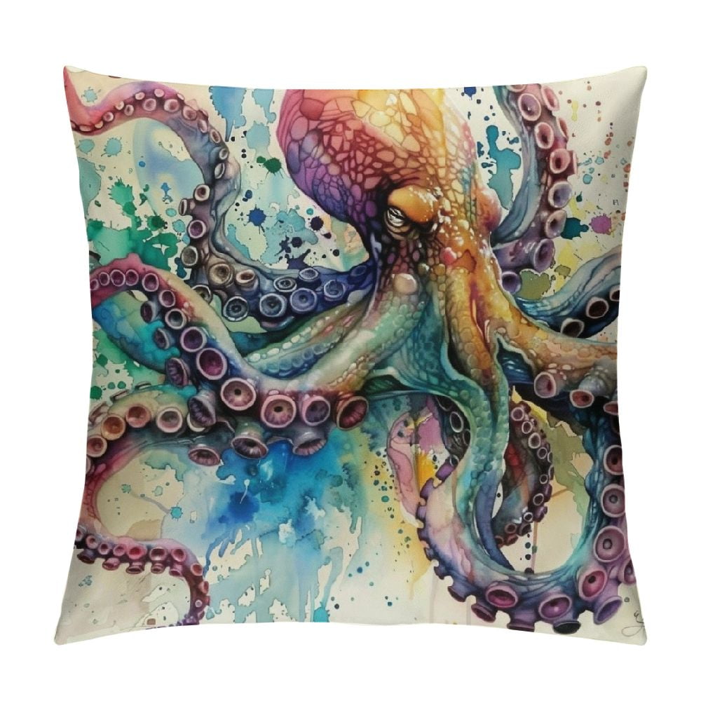 Chilfamy Beach Throw Pillow Covers , Ocean Themed Sea Octopus Pillow ...