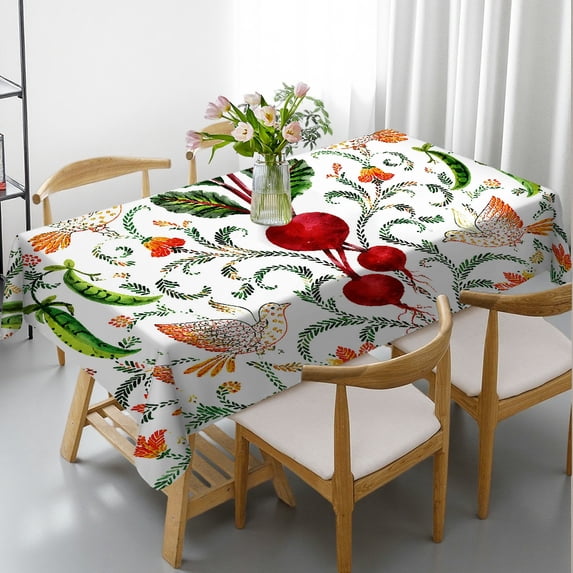 Chilfamy Beetroot Bird Dance Rectangle Dining Tablecloth, Polyester ...