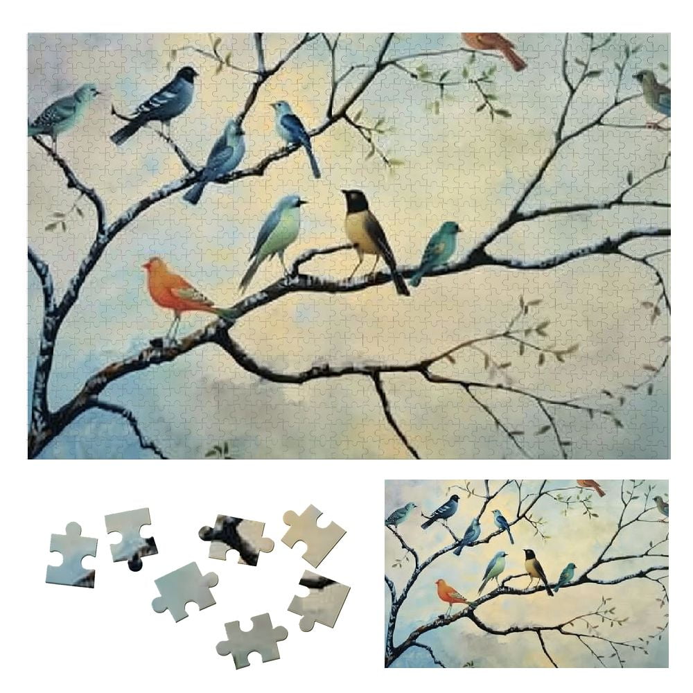 Chilfamy Birds Tree Branch Sky Wooden Jigsaw Puzzle for Adults ...