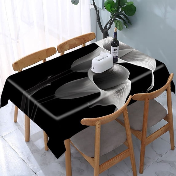 Chilfamy Black White Calla Rectangle Dining Tablecloth, Washable ...