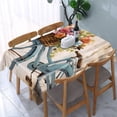 Chilfamy Blue Bicycle Window Flowers Rectangle Dining Tablecloth ...