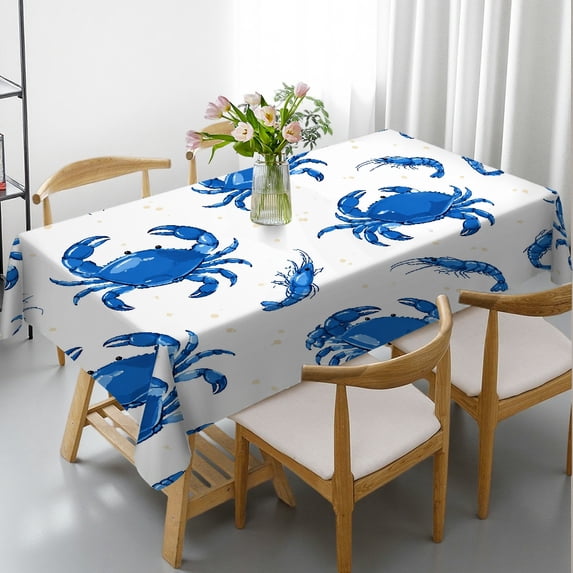 Chilfamy Blue Crabs Shrimp Rectangle Dining Tablecloth, Festive Table ...
