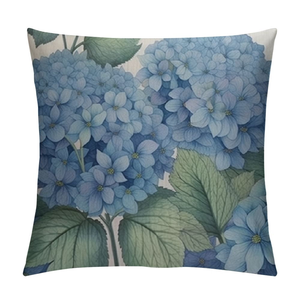 Chilfamy Blue Hydrangea Pillow Covers - Summer Floral Outdoor Pillow ...