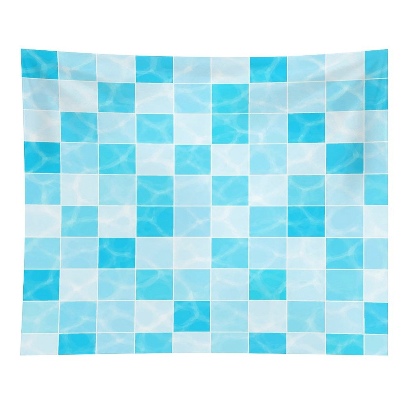 Chilfamy Blue Pool Tile Water Polyester Wall Tapestry Anti Wrinkle Art ...