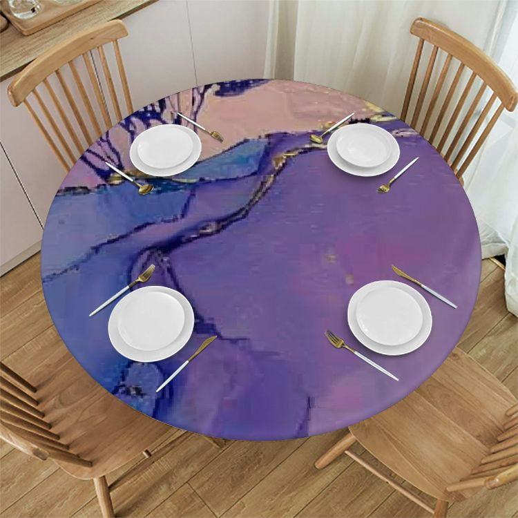Chilfamy Blue Purple Table Cloth Water Ripples Marble Textures Alcohol Ink Paint Colors Mix Art ...