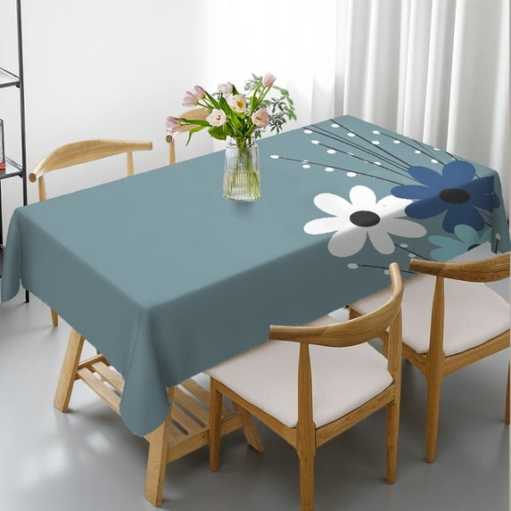 Chilfamy Blue And White Daisies Corner Bouquet Rectangle Dining ...