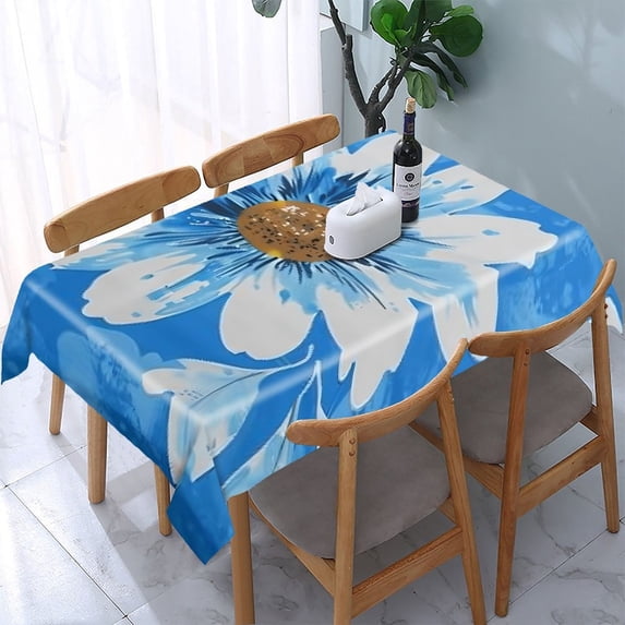 Chilfamy Blue White Flower Rectangle Dining Tablecloth, Washable ...