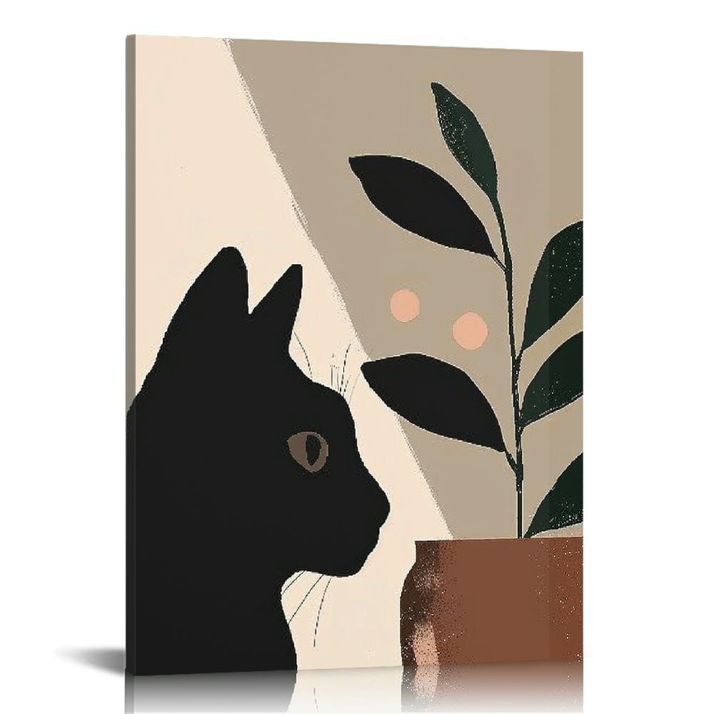Chilfamy Boho Cat Wall Decor,16x20 in/12x16 in Mid Century Modern ...