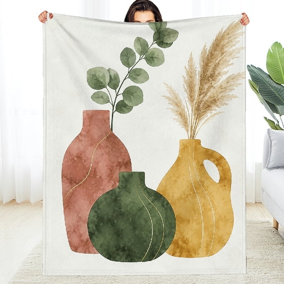 Chilfamy Boho Vases Still Life Fuzzy Bedding for the Couch, Soft ...