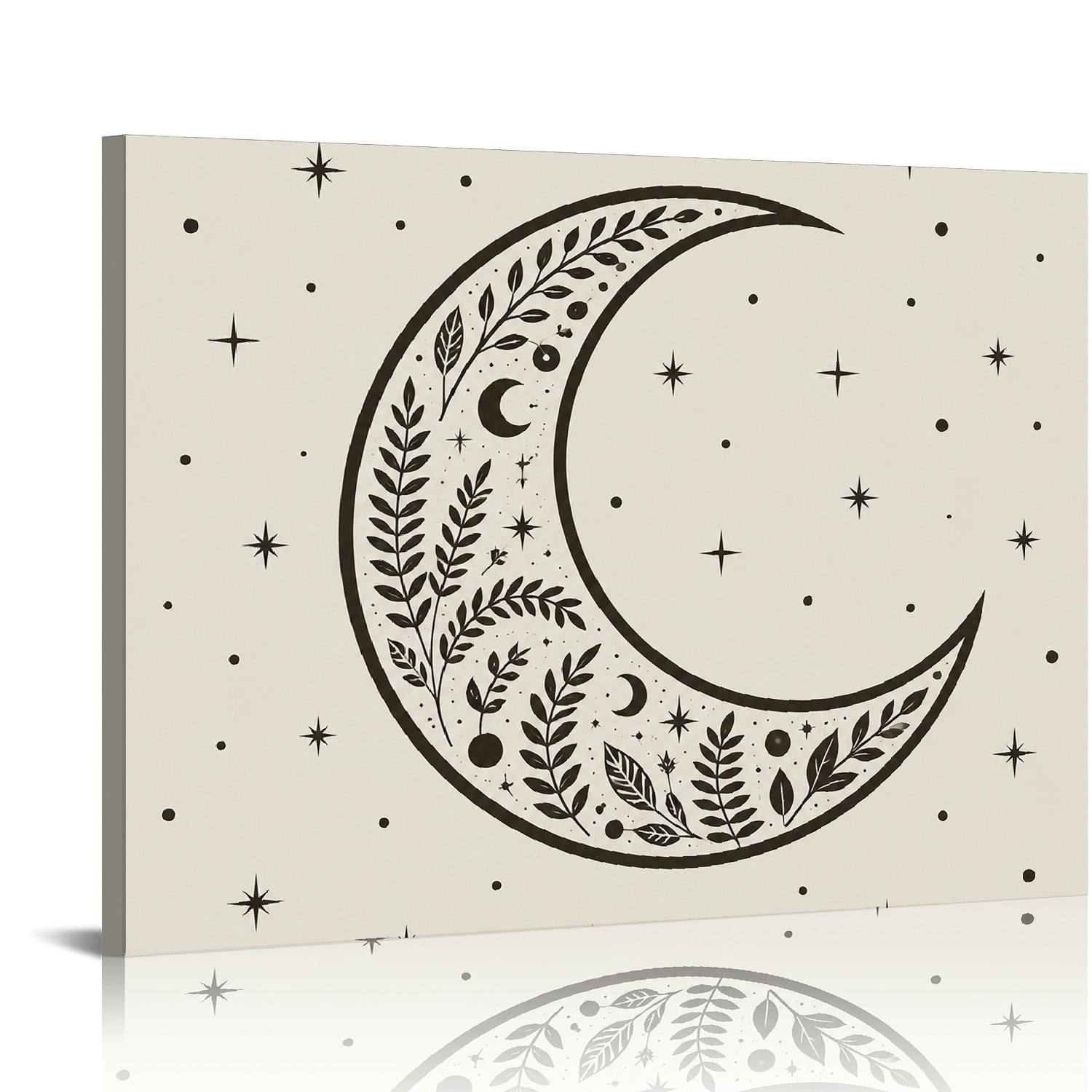 Chilfamy Botanical Crescent Moon Wall Art Canvas Print, Modern Wall ...