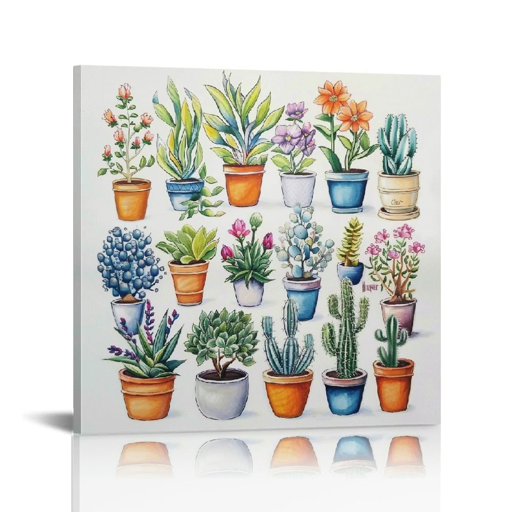 Chilfamy Botanical Style Canvas Wall Art Prints Ready To Hang Home Room ...
