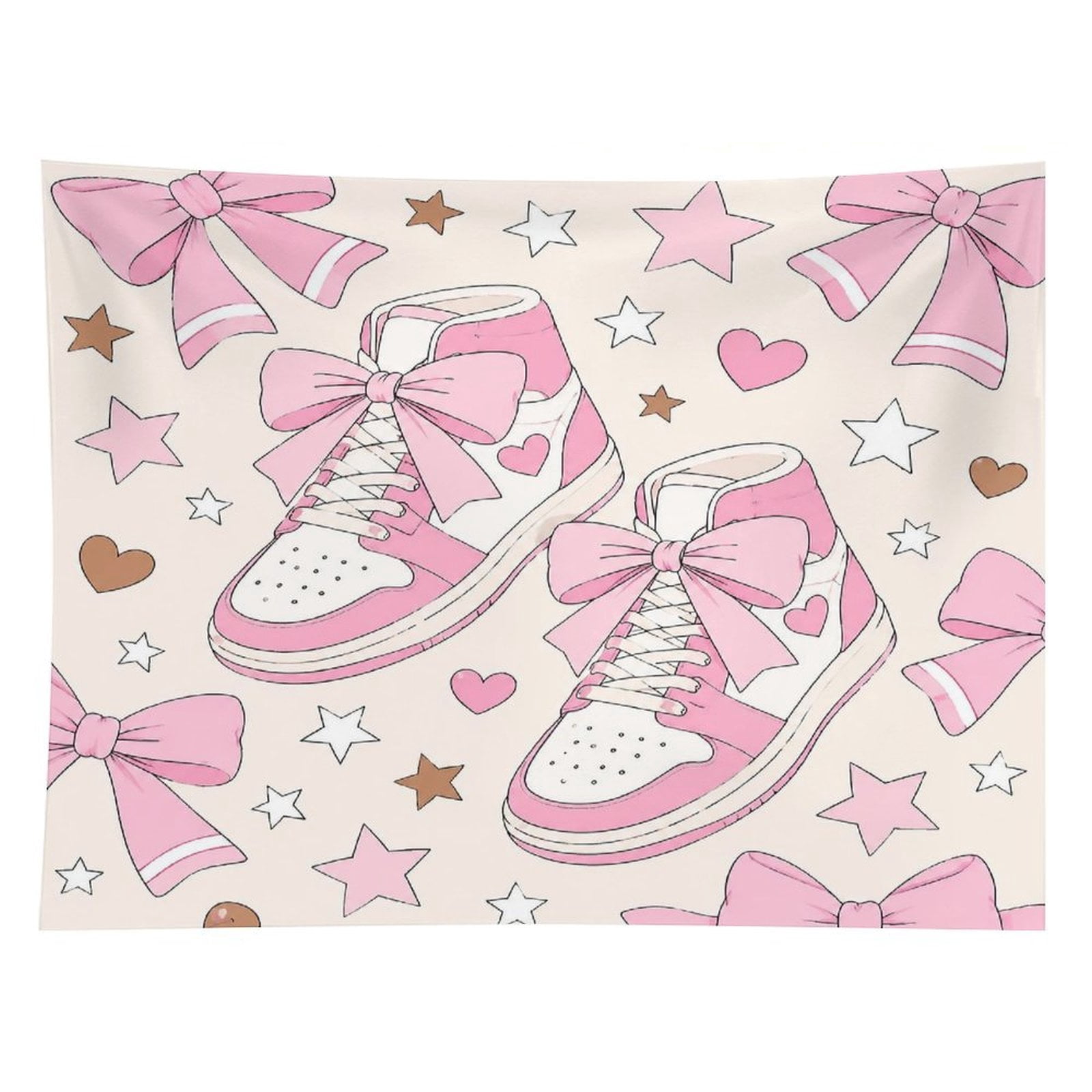Chilfamy Bow Sneakers Stars Pattern Polyester Wall Tapestry Anti ...
