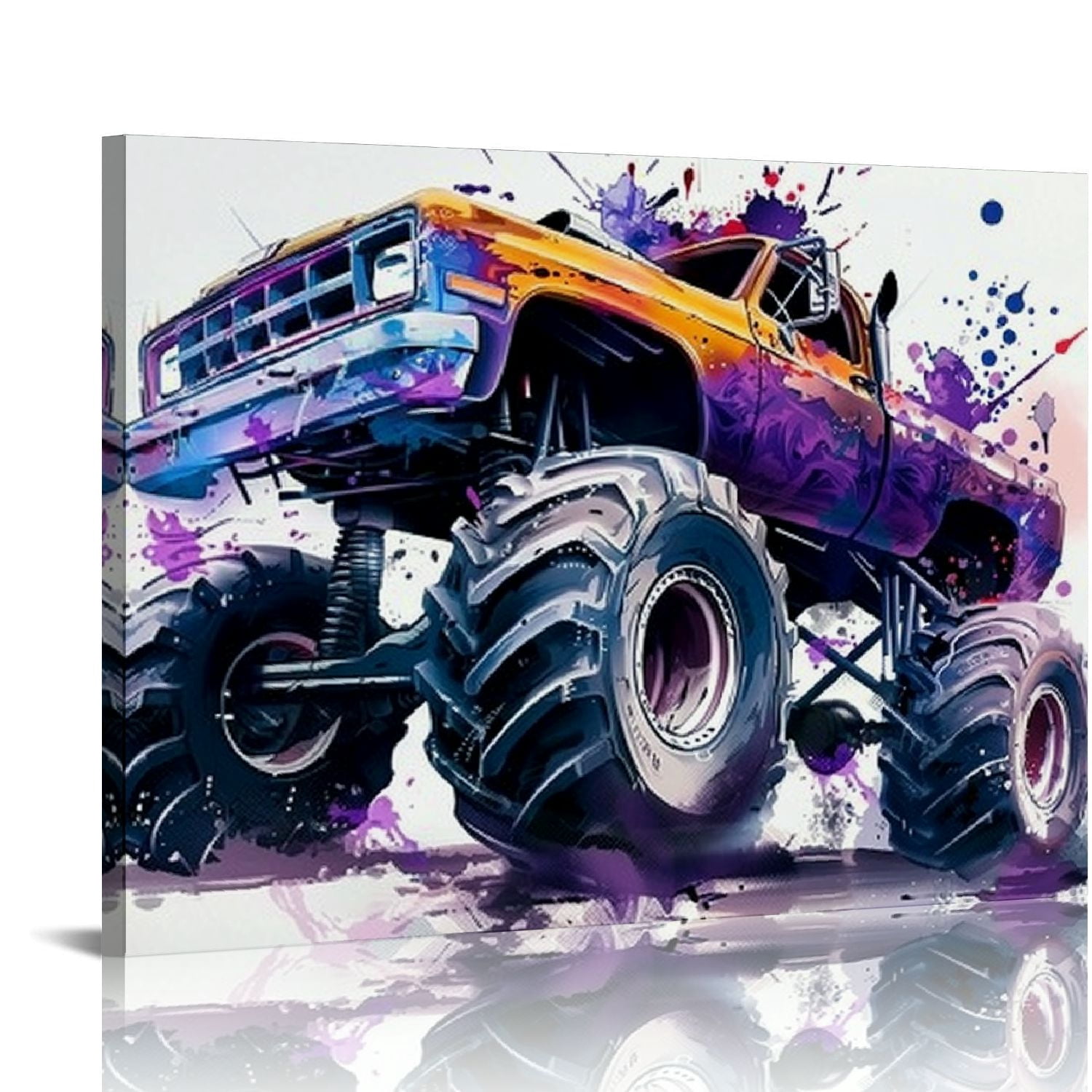 Chilfamy Boys Room Decor Monster Truck Canvas Wall Art,Watercolor ...