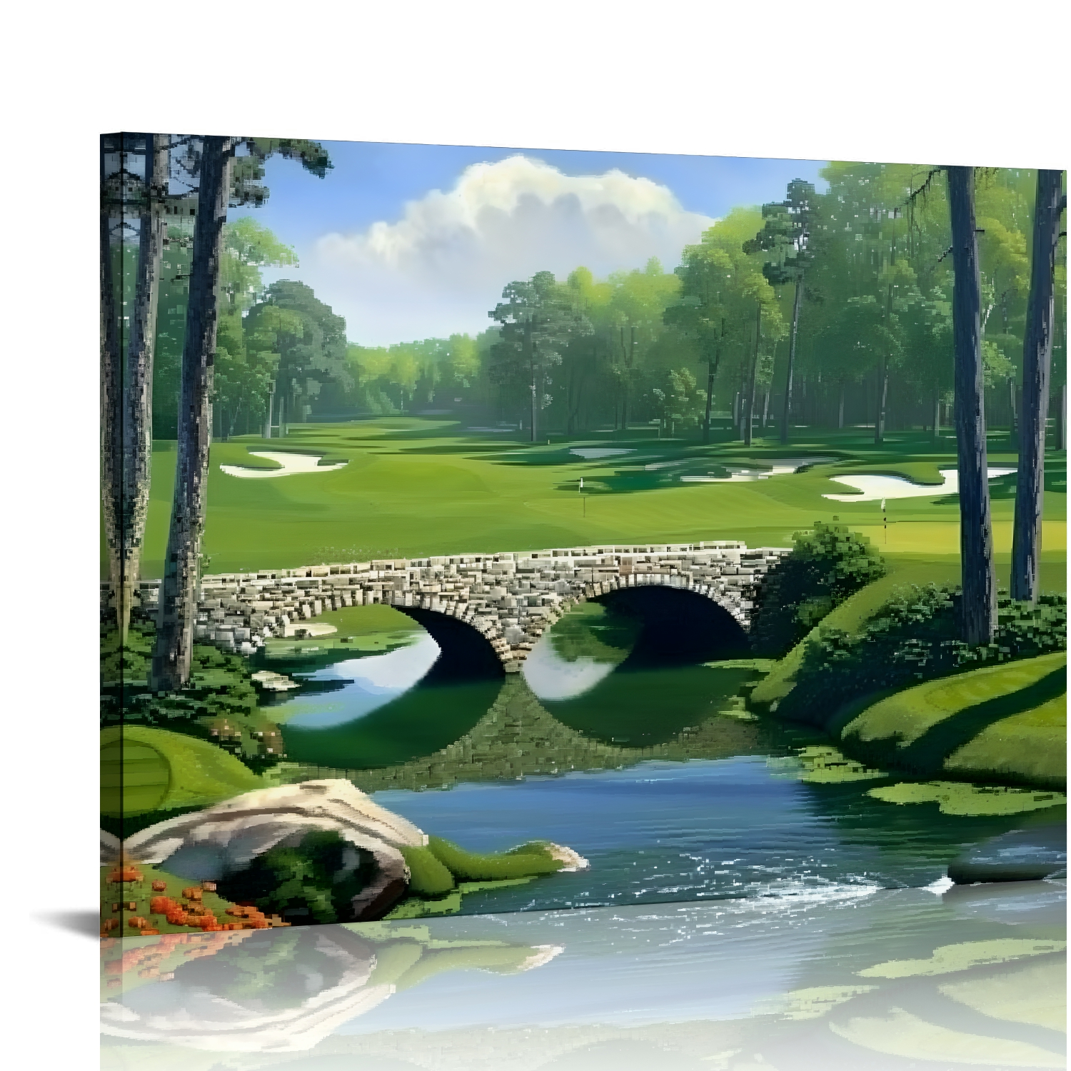 Chilfamy Bridge River Golf Course Canvas Wall Art Print On Canvas Ready ...