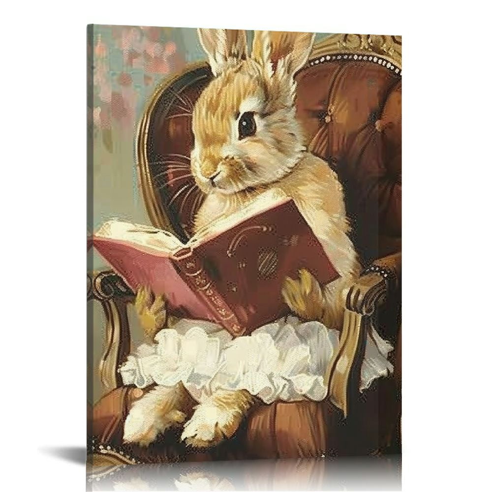 Chilfamy Bunny Canvas Wall Art Easter Poster Funny Rabbit on Sofa ...