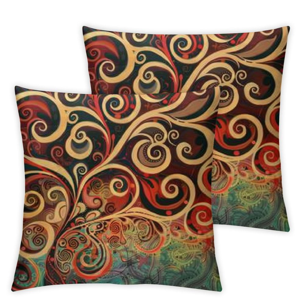 Chilfamy Burgundy Throw Pillow Cushion Cover, Floral Swirls Ivy Image ...