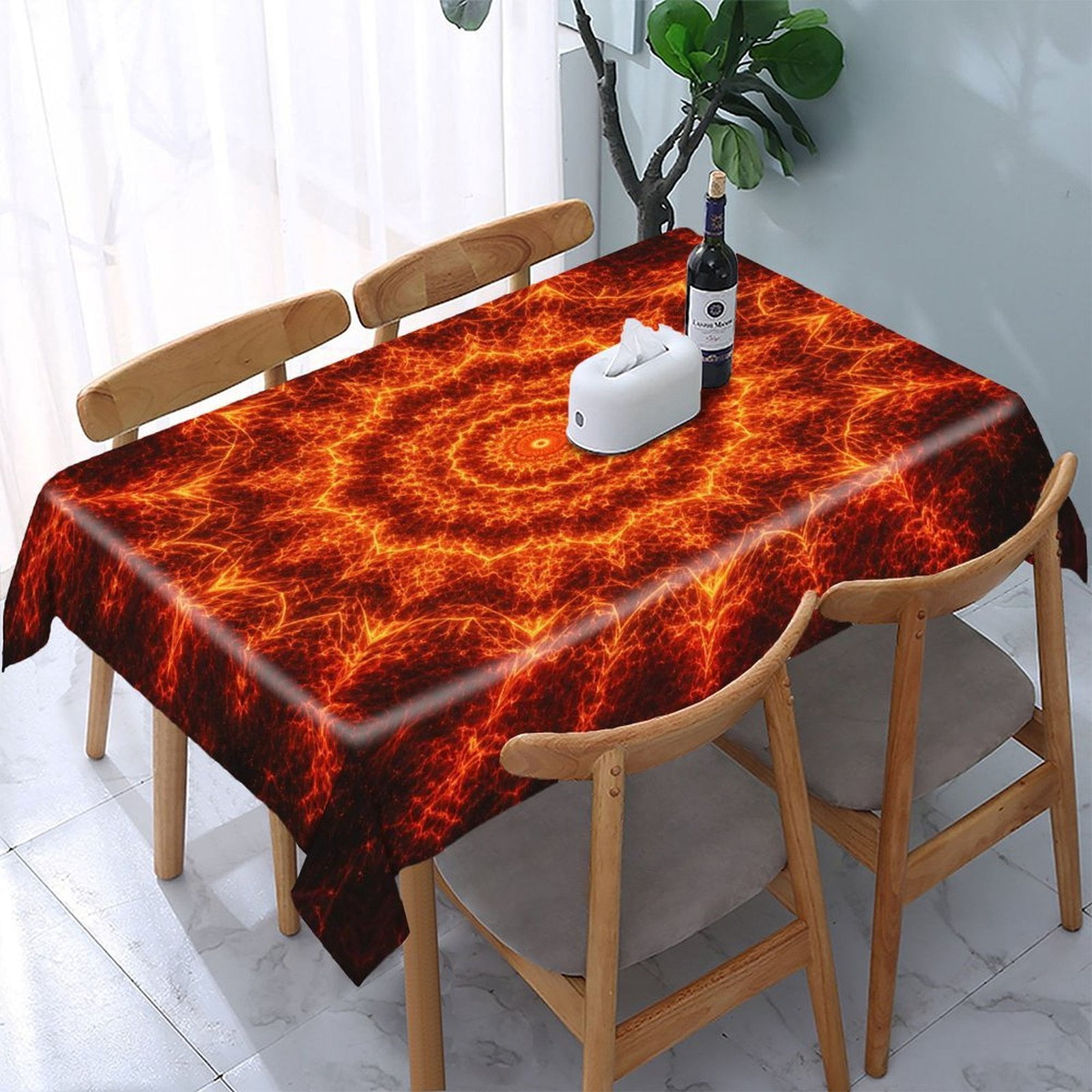 Chilfamy Burning Ember Crackle Pattern Rectangle Dining Tablecloth ...