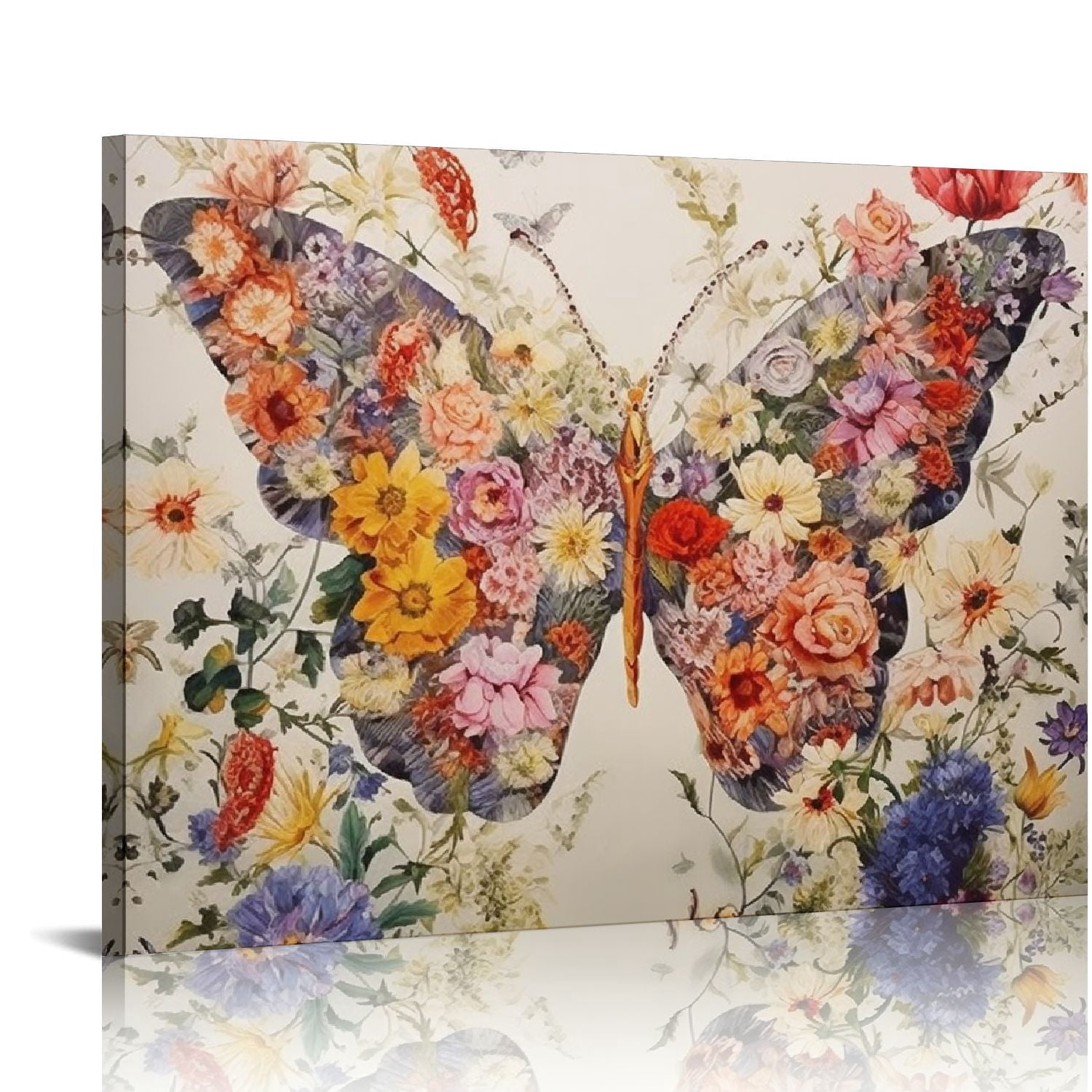 Chilfamy Butterfly Flowers Art Print On Canvas Modern Wall Art Decor ...