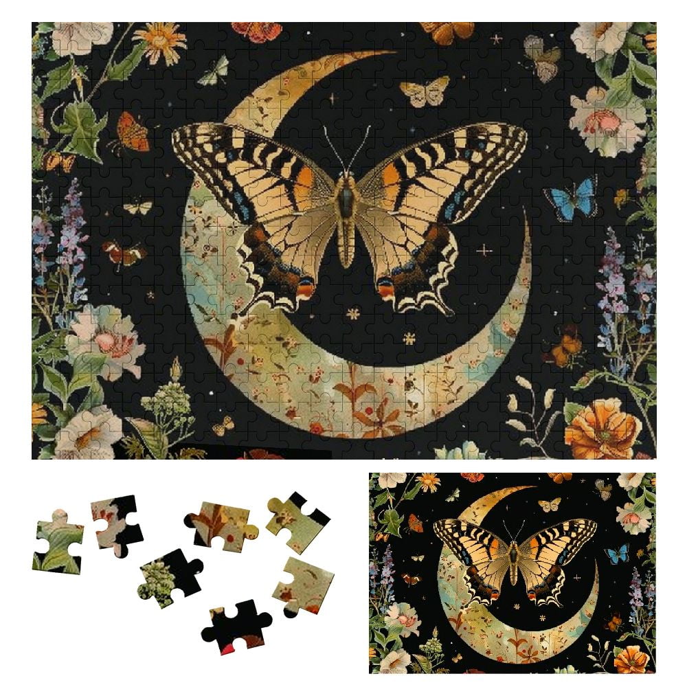 Chilfamy Butterfly Flowers Wooden Unique Shapes Jigsaw Puzzle ...
